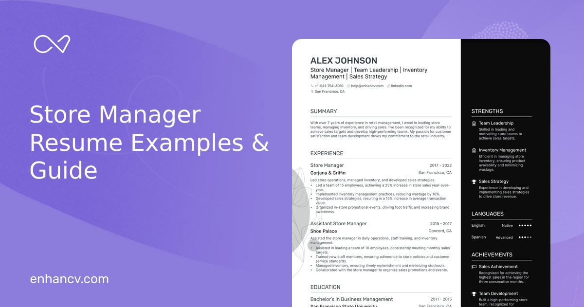 8 Store Manager Resume Examples & Guide for 2024