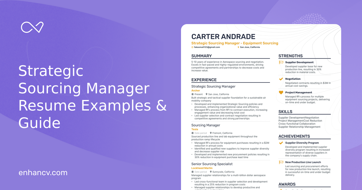 5 Strategic Sourcing Manager Resume Examples & Guide for 2024