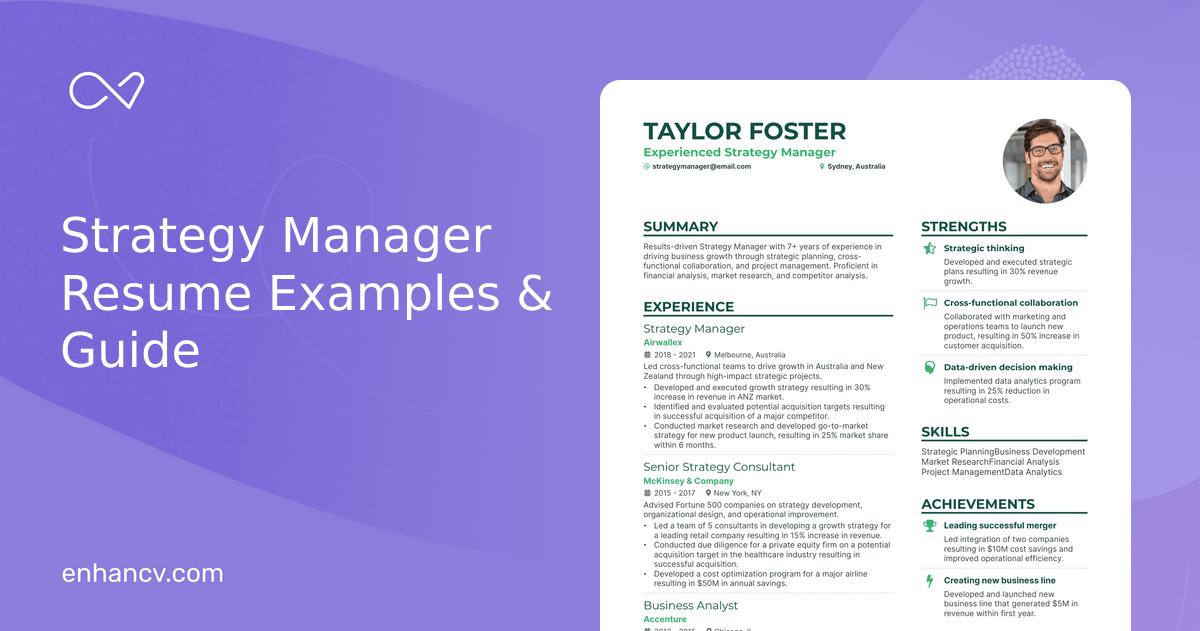 5 Strategy Manager Resume Examples & Guide for 2024