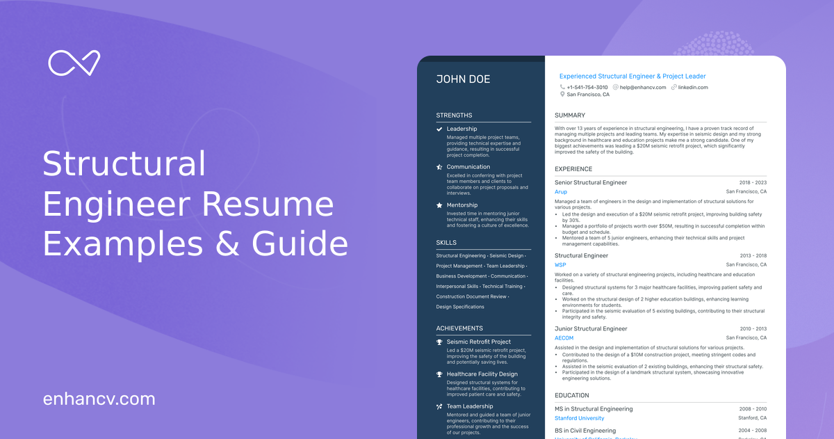 5 Structural Engineer Resume Examples & Guide for 2024