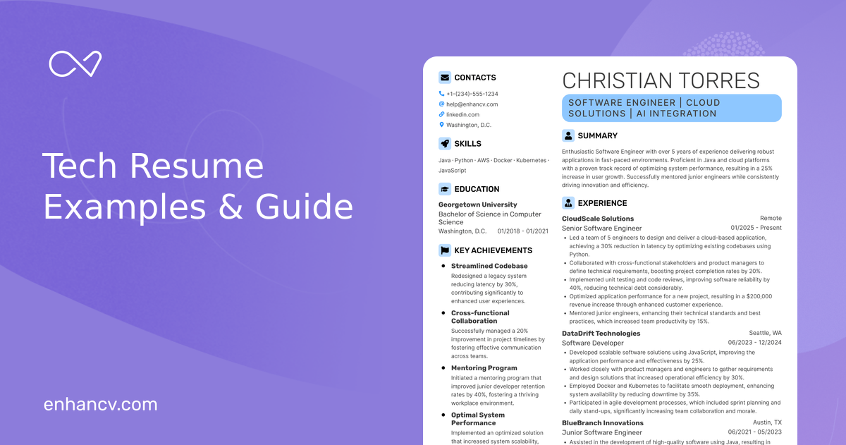 18 Tech Resume Examples & Guide for 2026