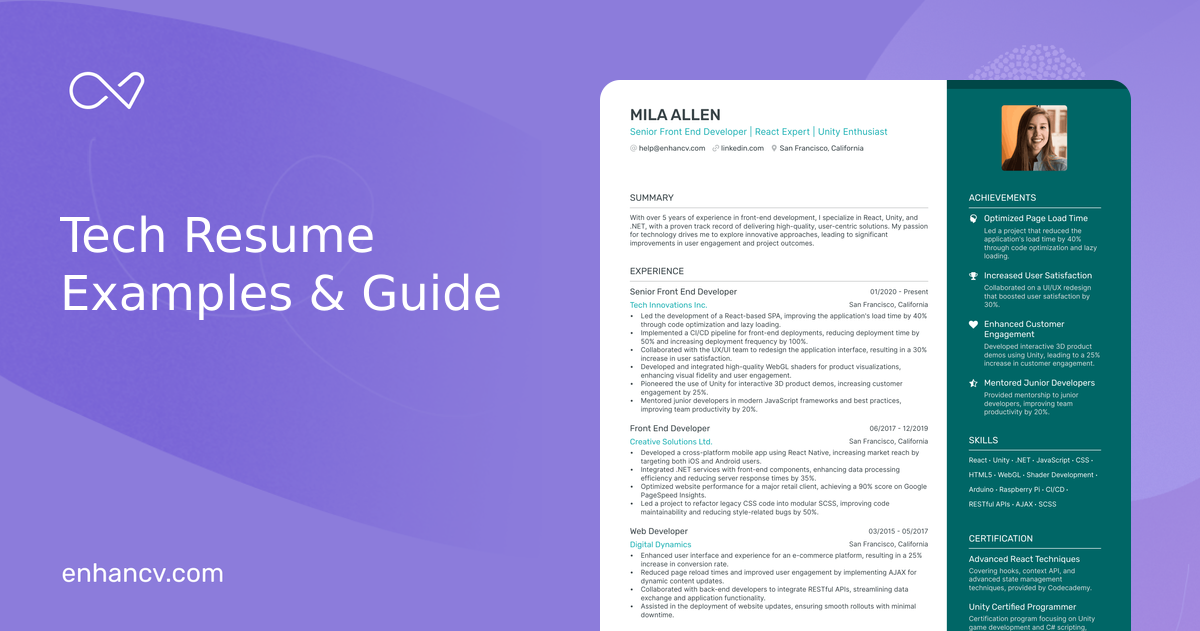 5 Tech Resume Examples & Guide for 2024