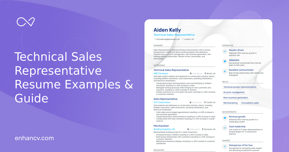 5 Technical Sales Representative Resume Examples & Guide for 2024