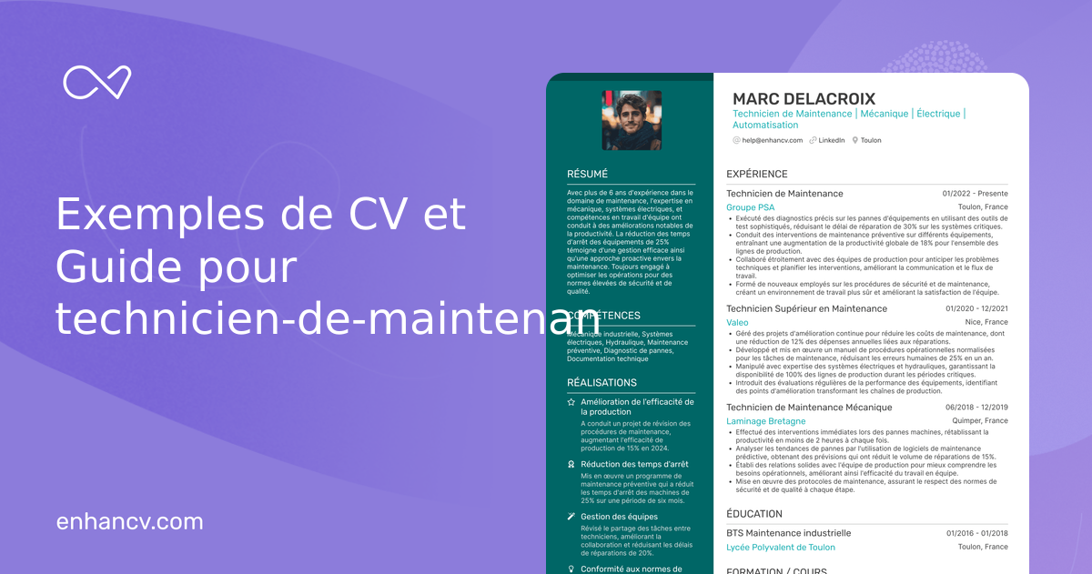CV Technicien de Maintenance : Exemples et Conseils