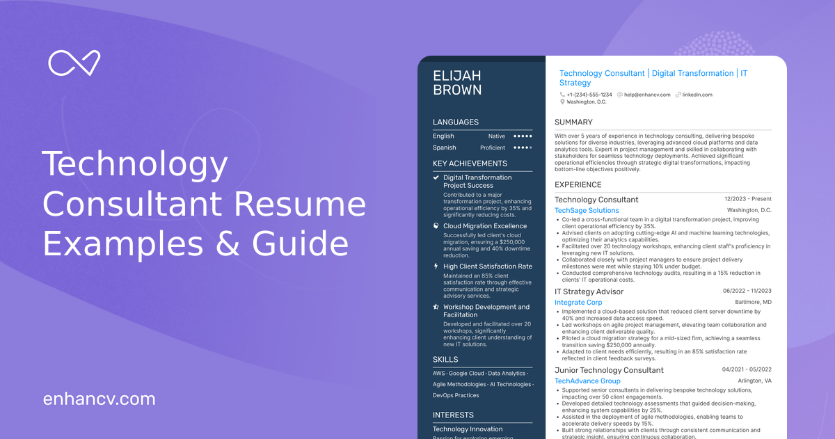 23 Tech Consultant Resume Examples & Guide for 2026