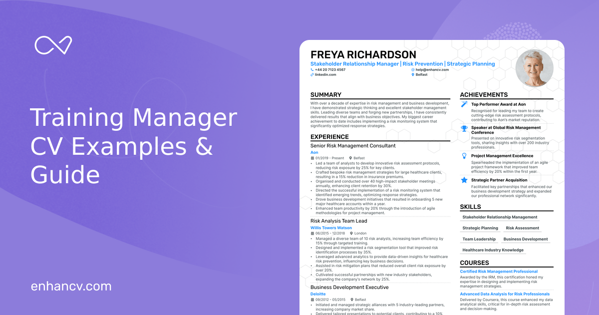 Training Manager CV Examples & Guide for 2026