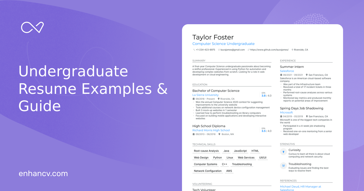 5 Undergraduate Resume Examples & Guide for 2024