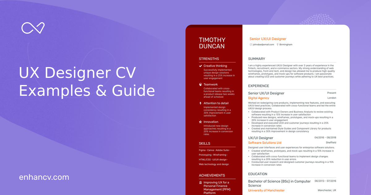 3 UX Designer CV Examples for 2024