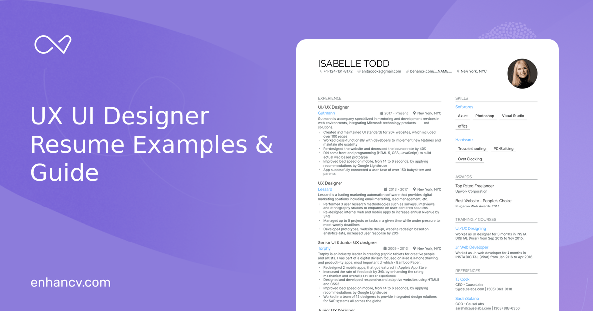 5 UX UI Designer Resume Examples & Guide for 2024