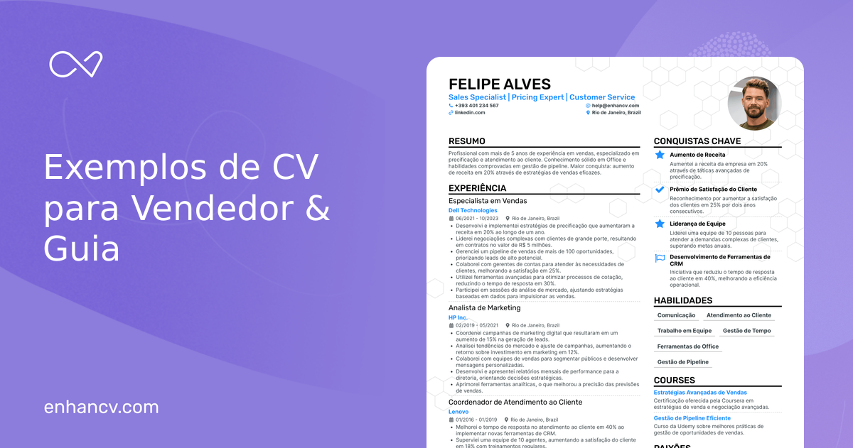 19 Exemplos de Currículo para Vendedor que Conseguiram Emprego em 2026