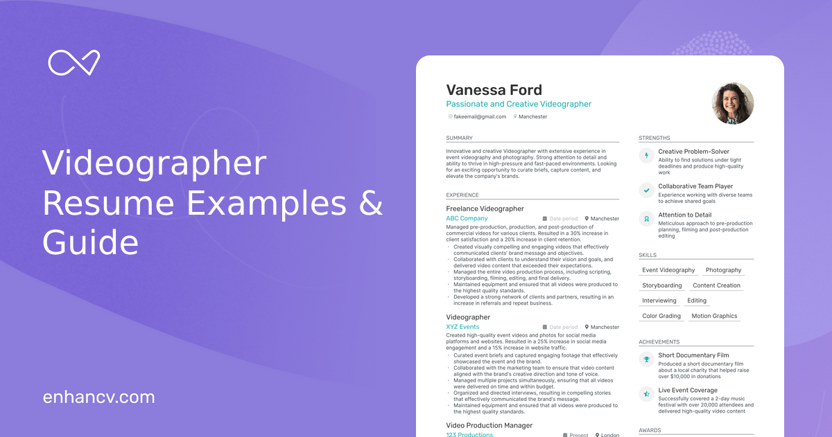 5 Videographer Resume Examples & Guide for 2024