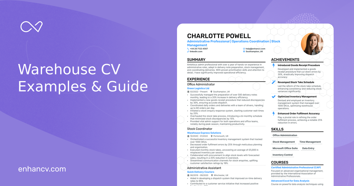 Warehouse CV Examples & Guide for 2025