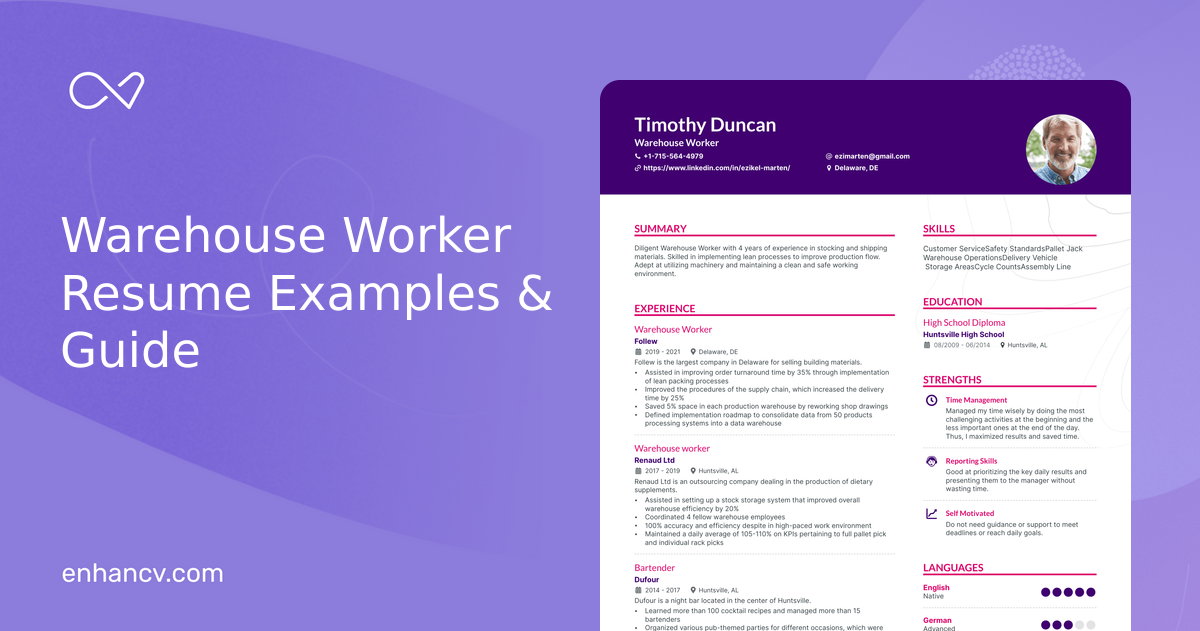 10 Warehouse Worker Resume Examples & Guide for 2024