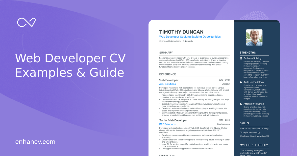 3 Web Developer CV Examples for 2024