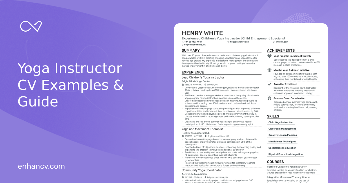Yoga Instructor CV Examples & Guide for 2026