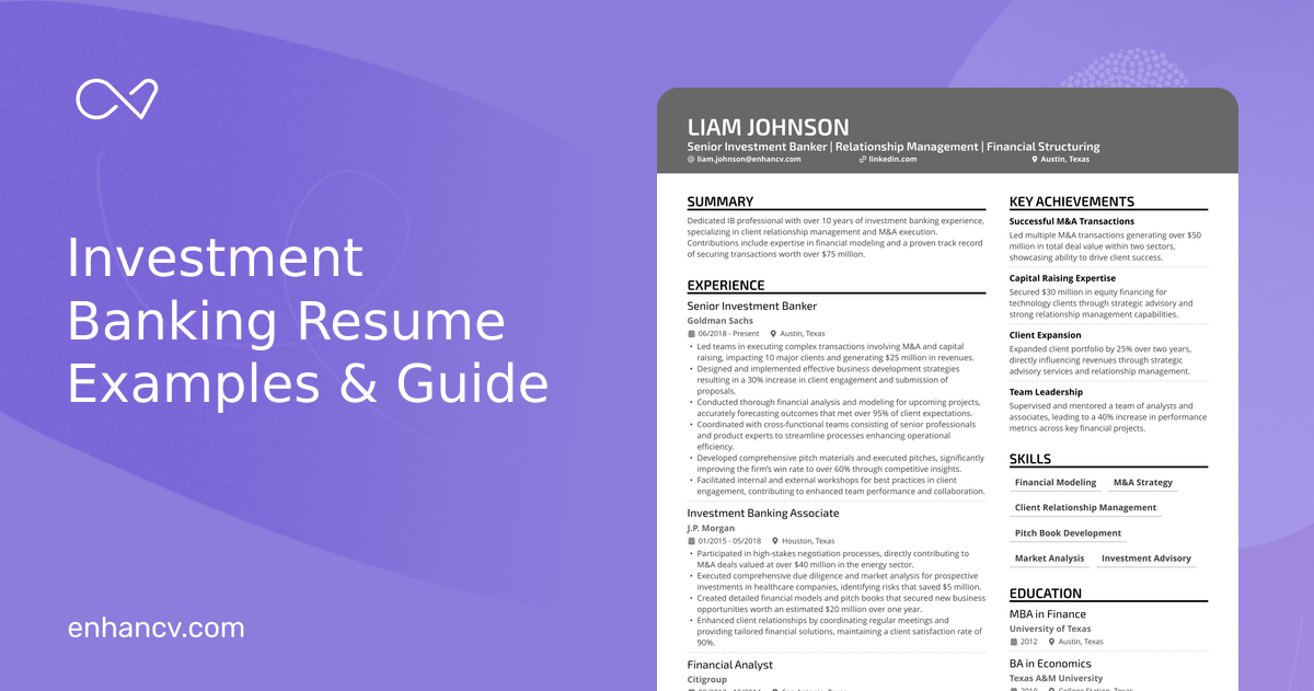 10 Investment Banking Resume Examples & Guide for 2025